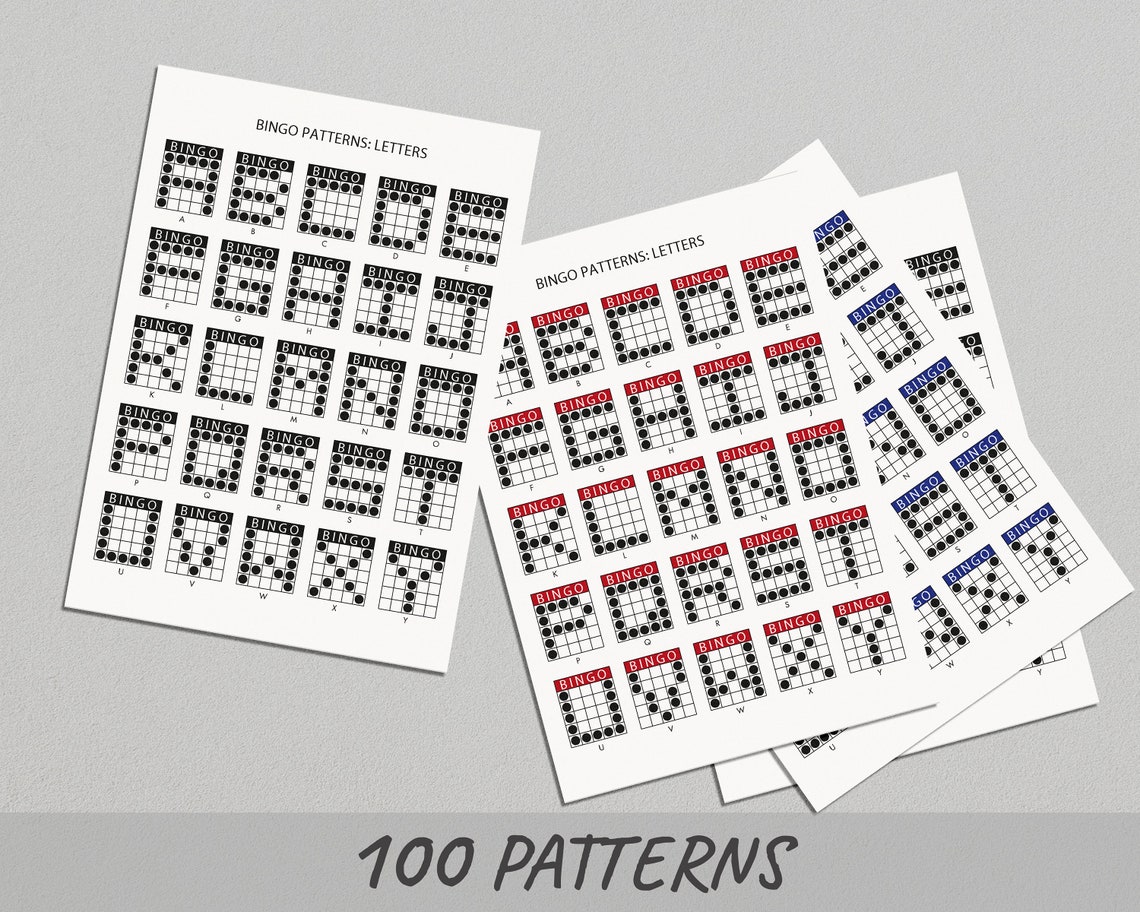 100 Bingo Patterns Printable Fun Bingo Party Game Bingo Winning ...