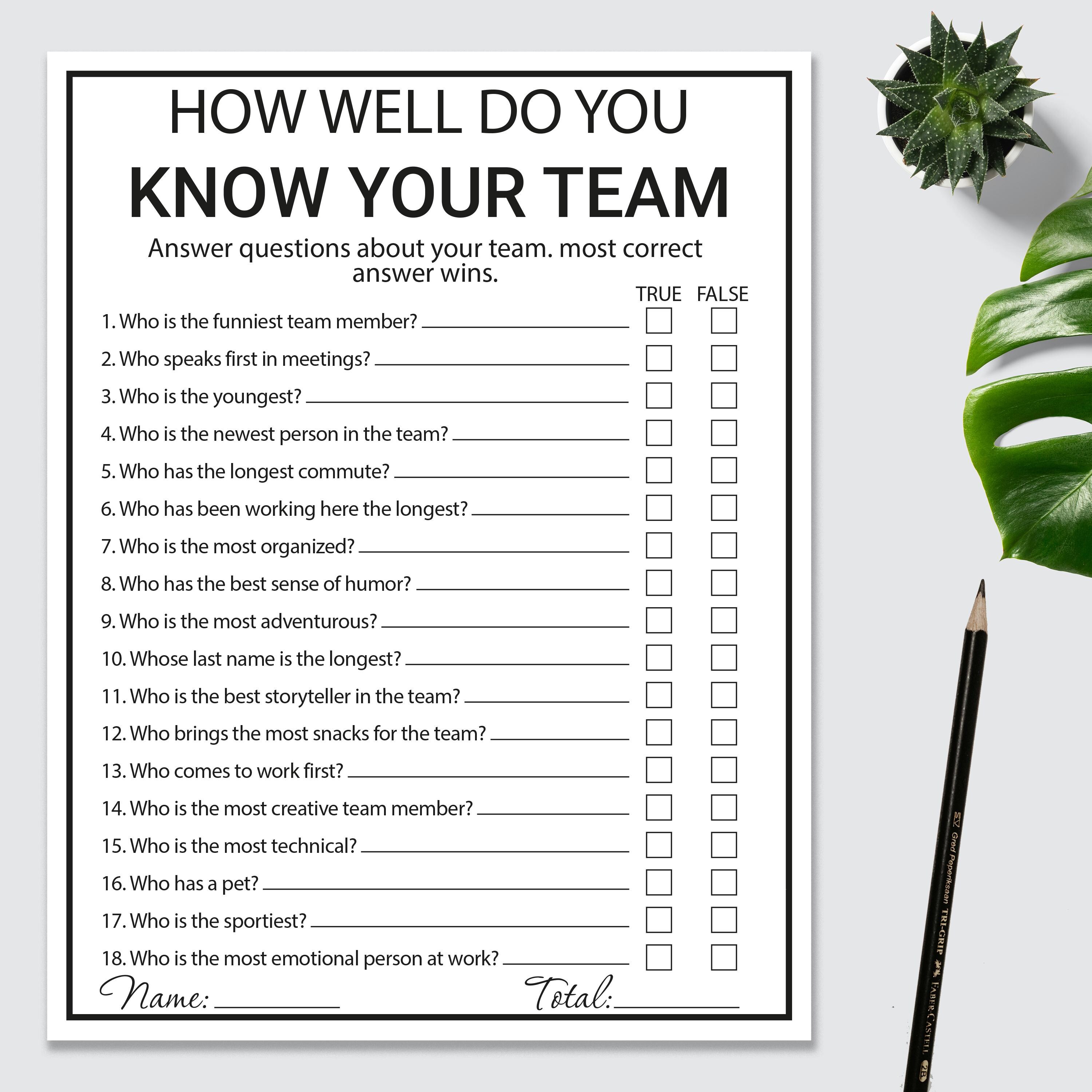 Office Trivia Team Building Games | Team Building Games | Coworker ...