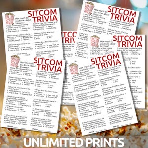 TV Sitcom Trivia Game | Printable Sitcom Trivia | Television Trivia ...