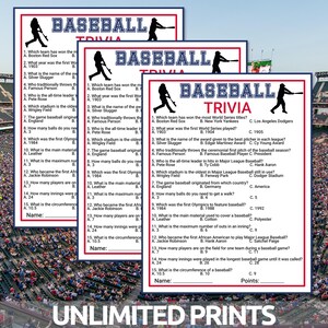 Baseball Trivia Game | Printable Baseball Trivia Game | Sports Trivia ...