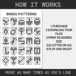 200 Bingo Patterns | Printable Fun Bingo Party Game | Bingo Winning ...