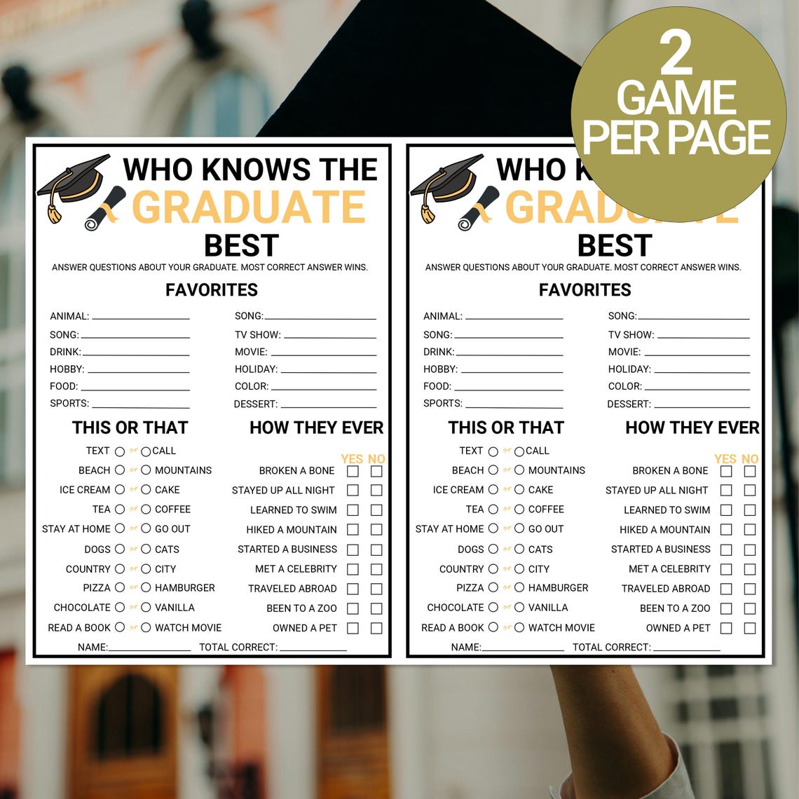 Graduation Game | Who Knows the Graduate Best | Printable Graduation ...
