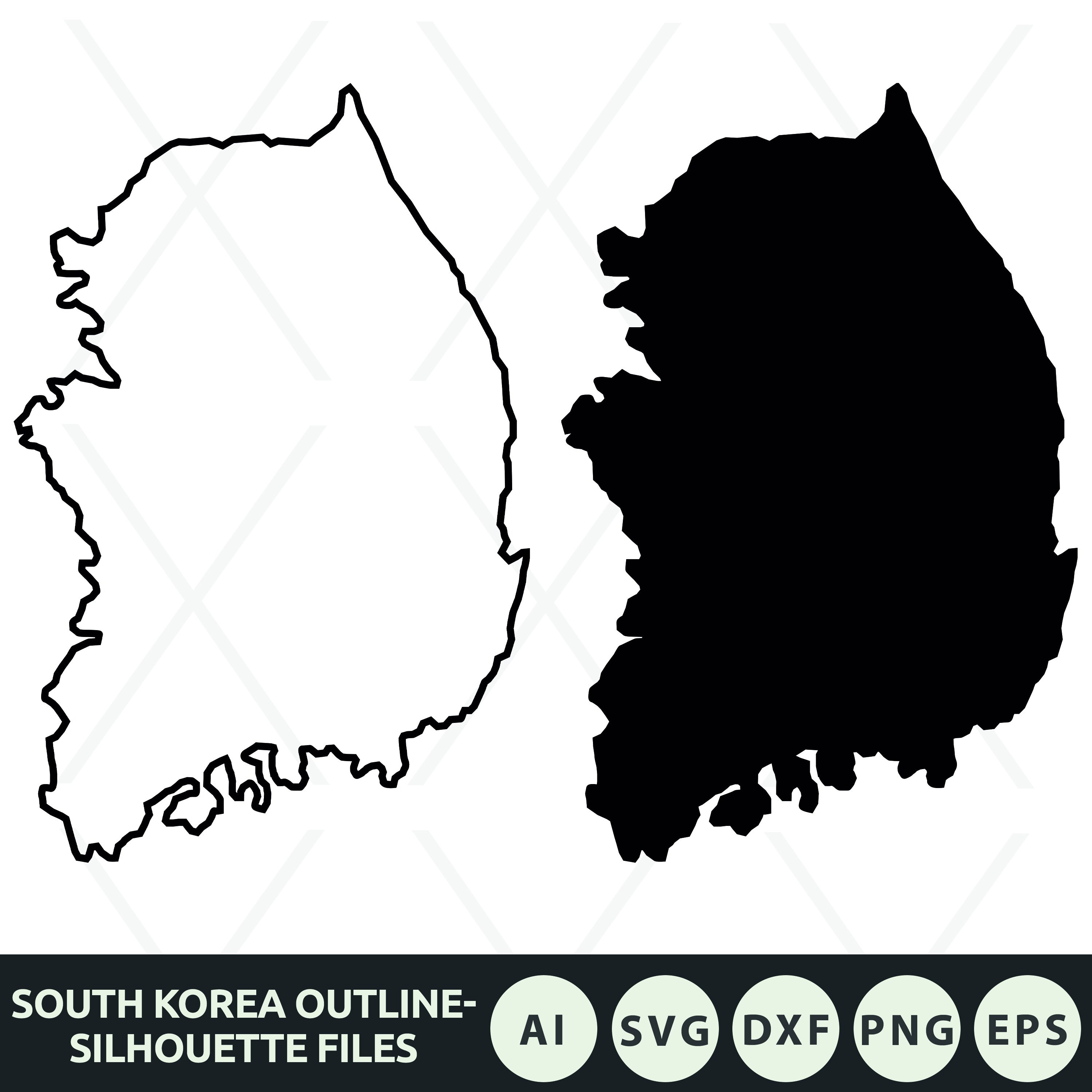 South Korea SVG South Korea Cut Files South Korea Outline SVG South ...