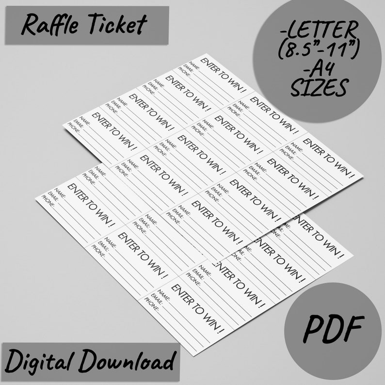 Printable Raffle Tickets | Enter to Win Tickets | Enter to Win ...