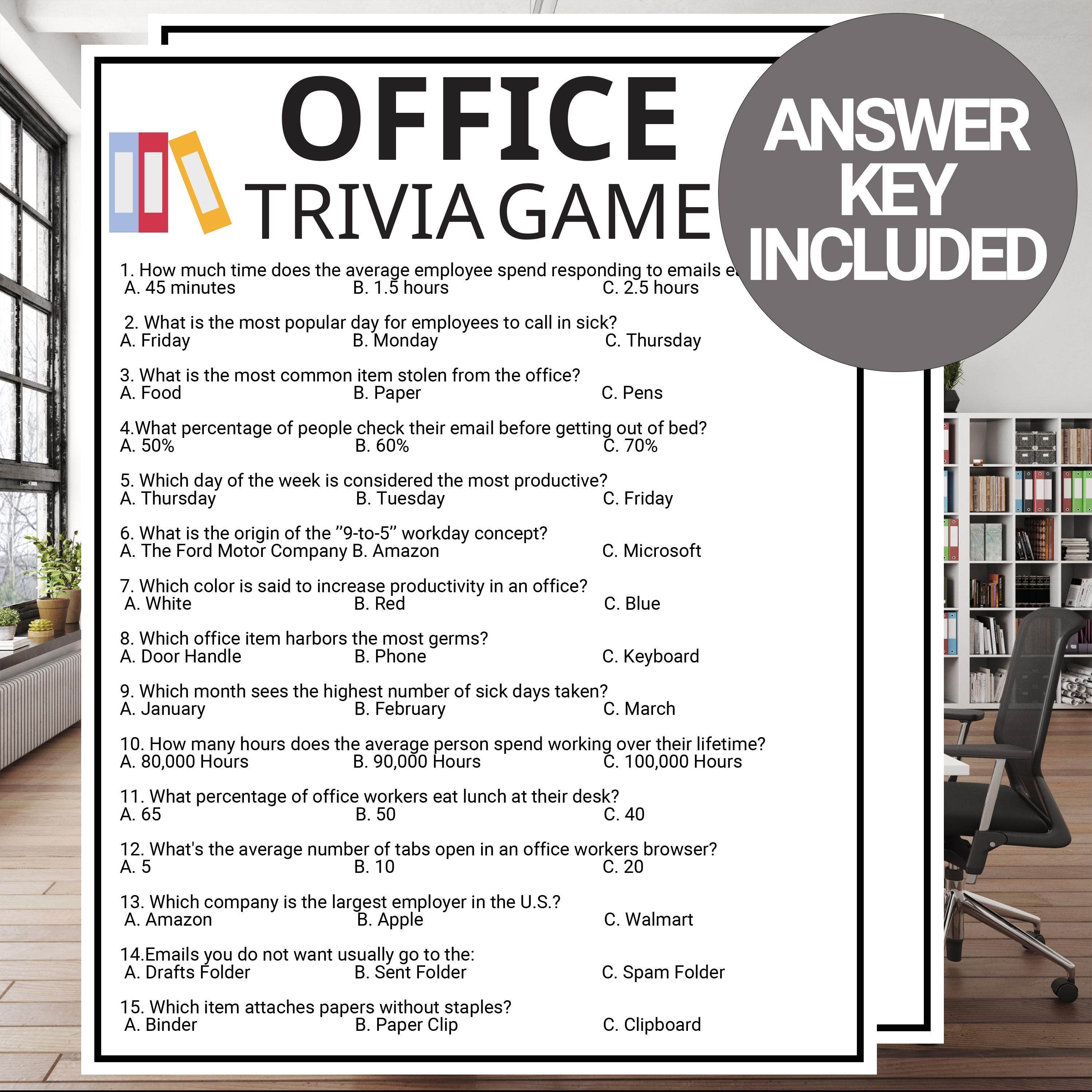 Office Trivia Game | Office Trivia Team Building Game | Office Party ...