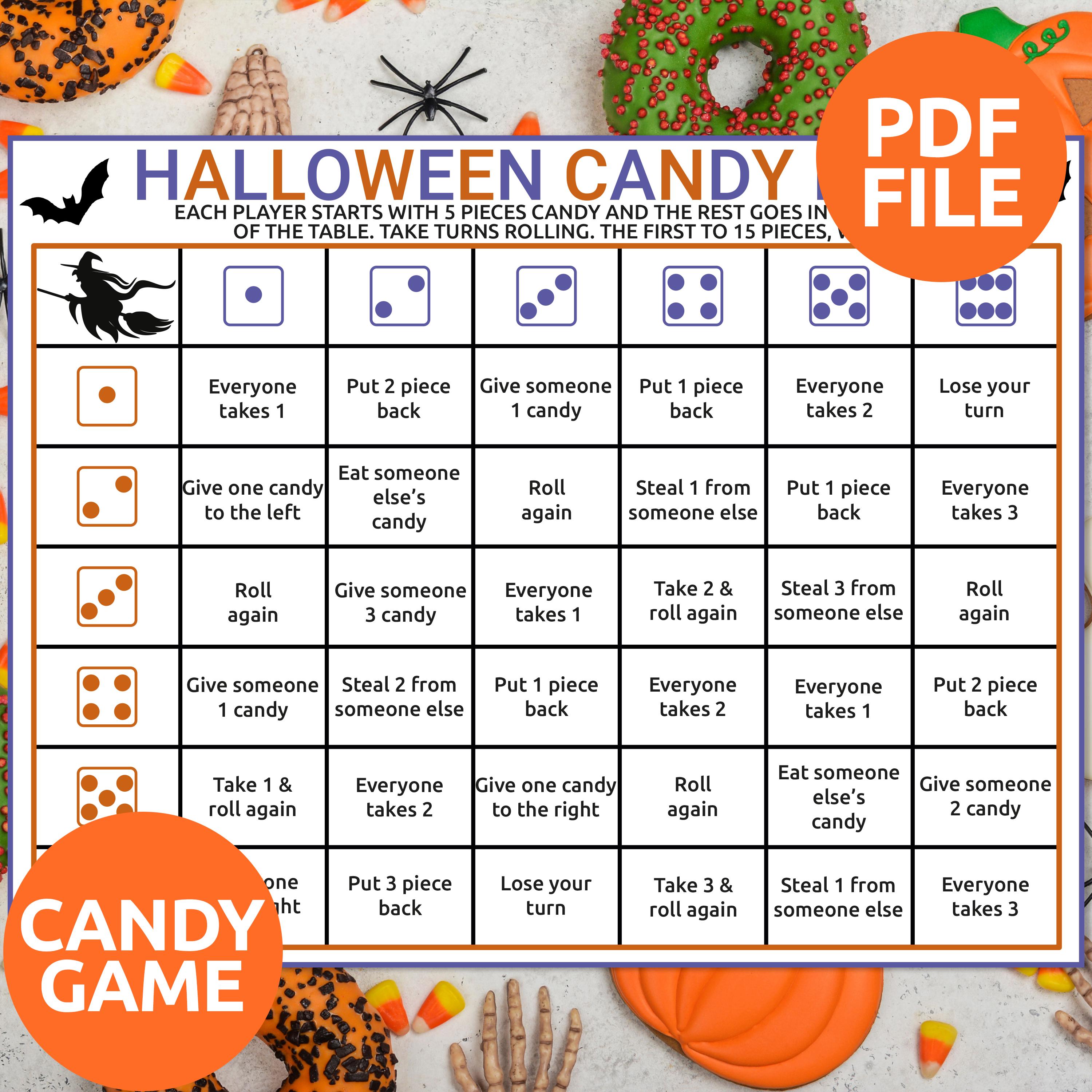 Halloween Candy Dice Game | Halloween Candy Game | Halloween Party ...