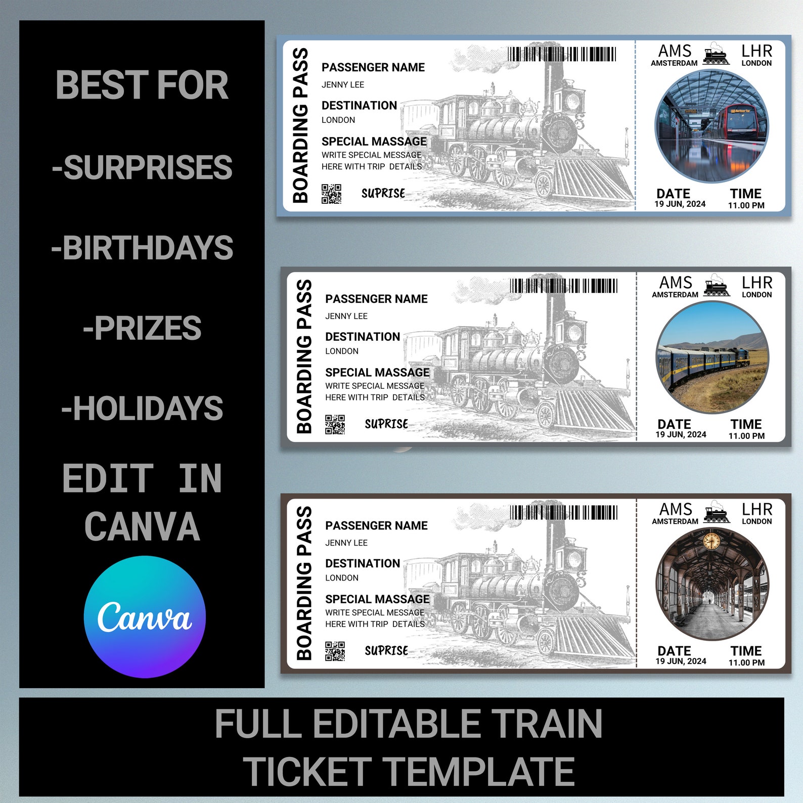 Train Ticket Template | Train Ticket | Editable Train Ticket Template ...