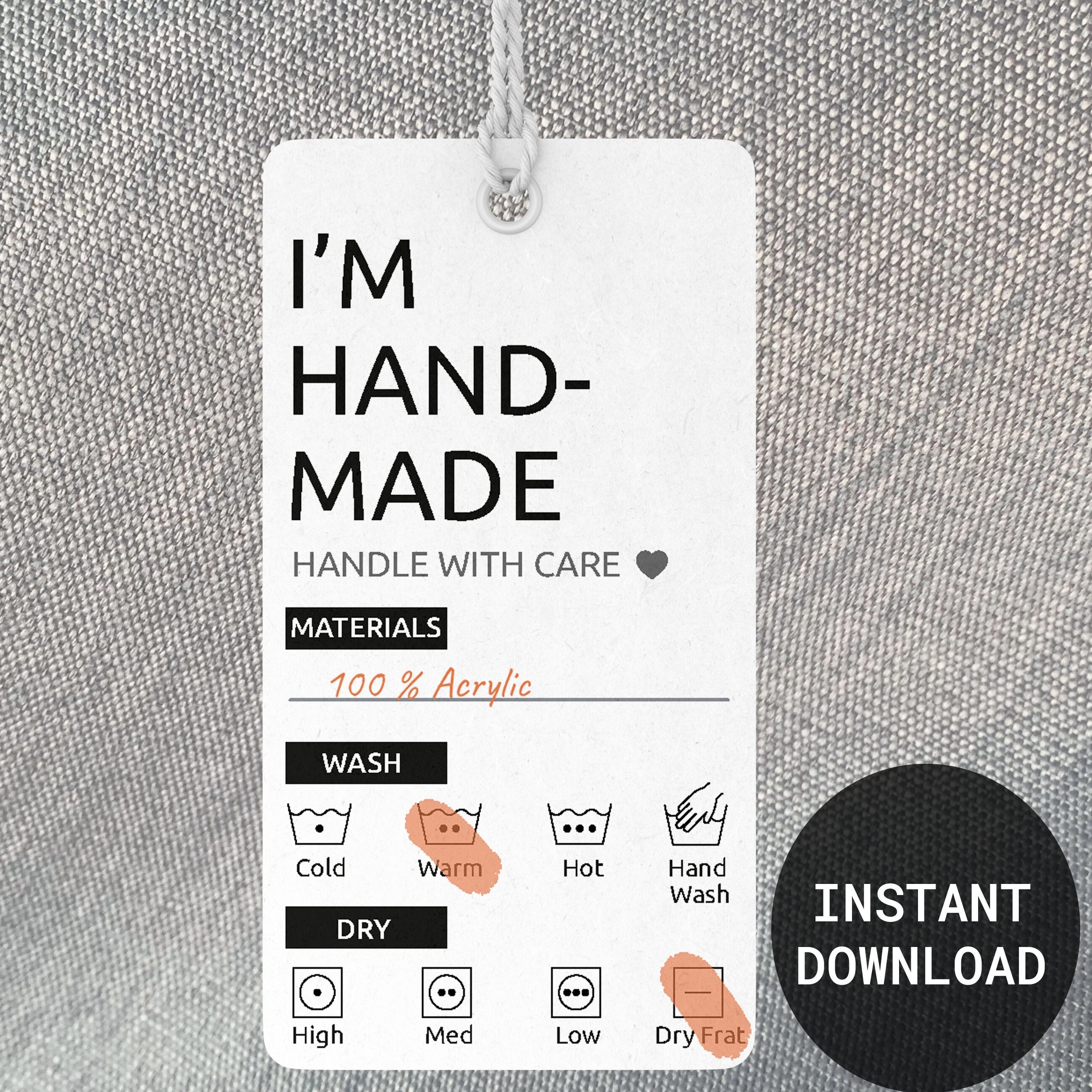 Printable Care Tags Labels Washing Instructions Card Apparel Care ...