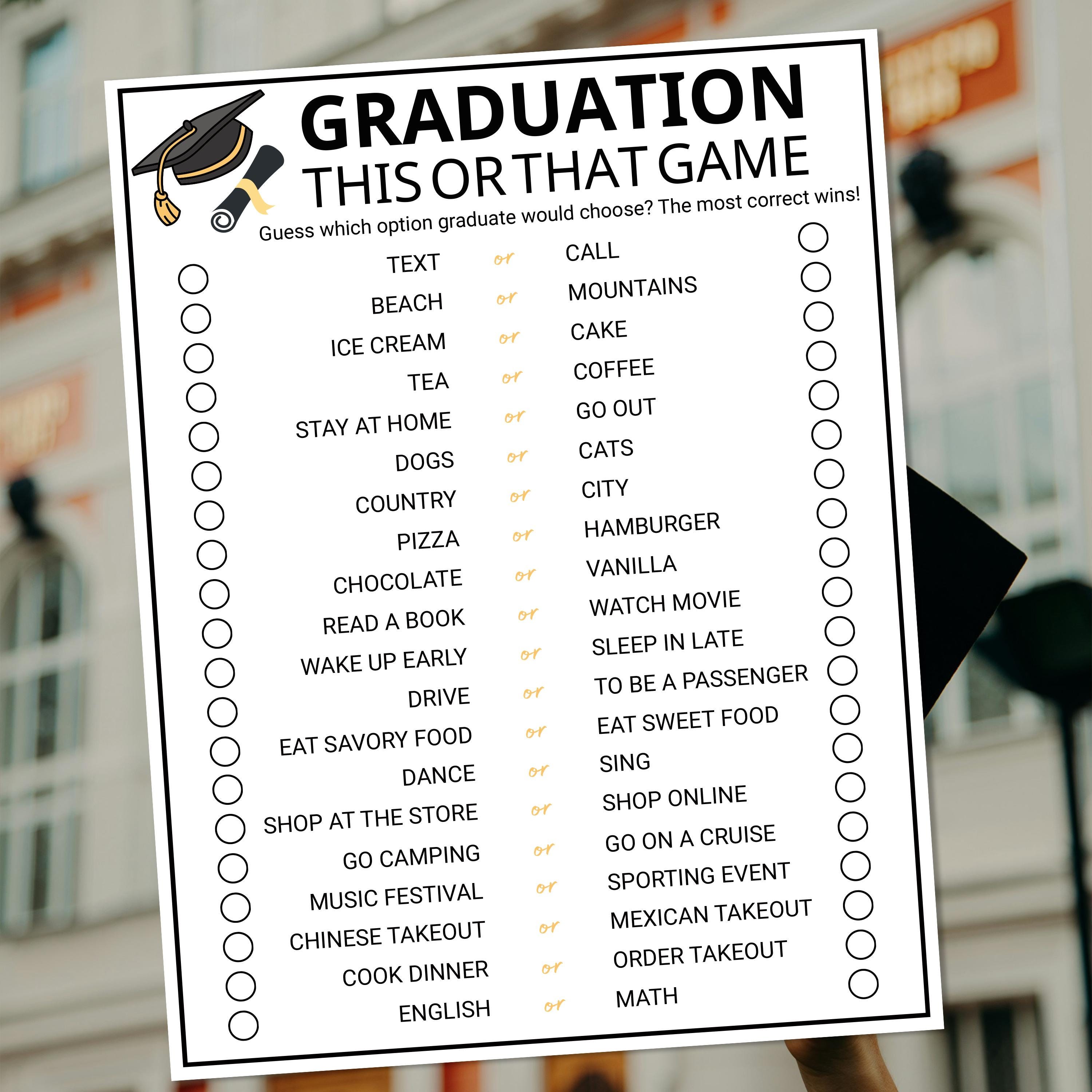 Graduation This or That Group Games | Would the Graduate Rather Game ...