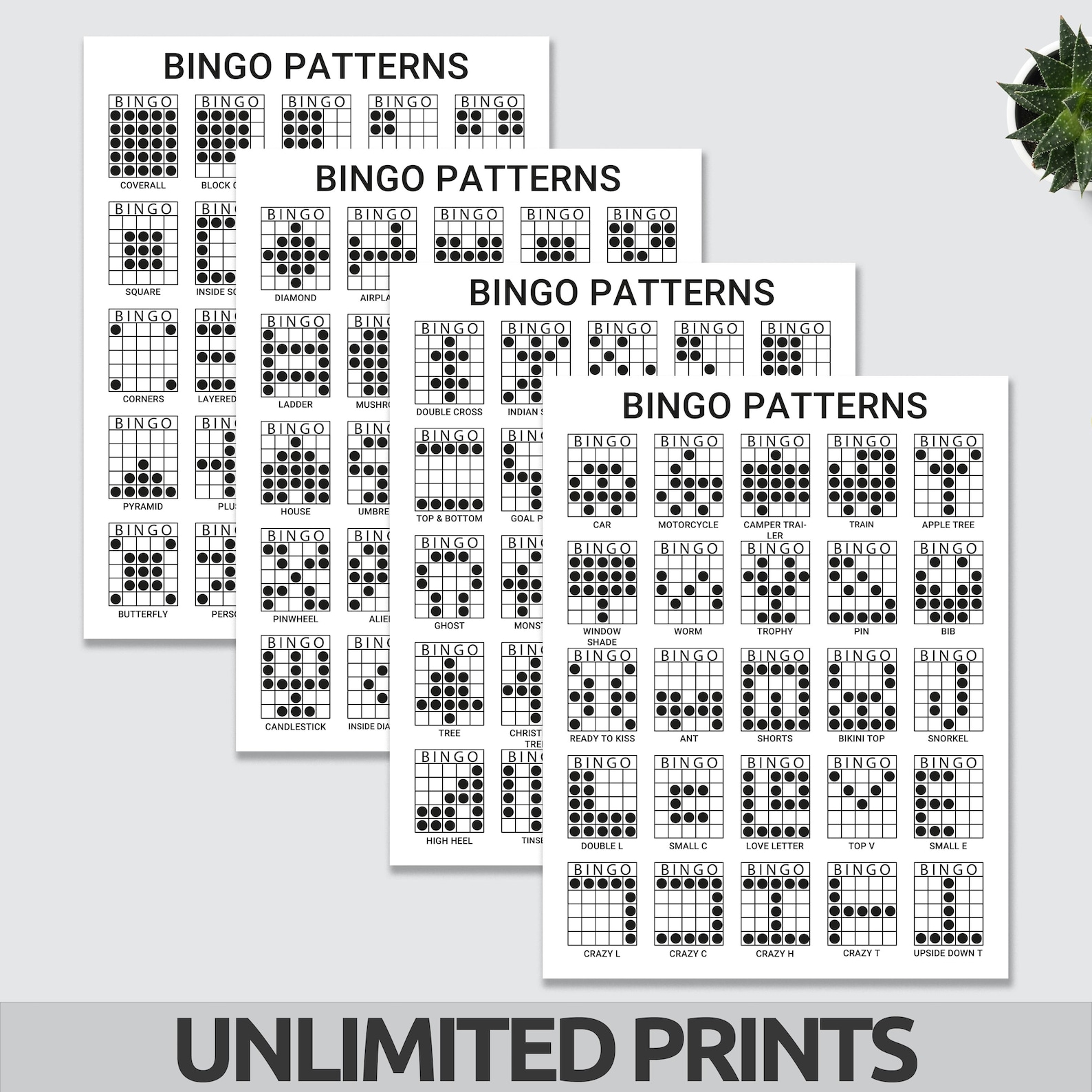 Editable 200 Bingo Patterns | Printable Fun Bingo Party Game | Editable ...