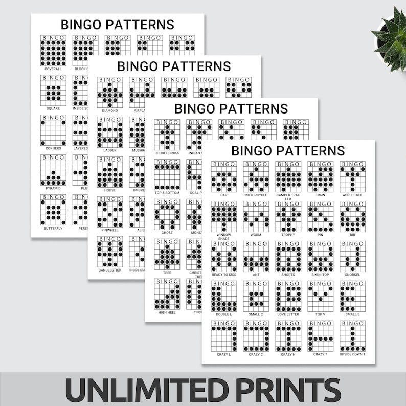 Editable 200 Bingo Patterns | Printable Fun Bingo Party Game | Editable ...