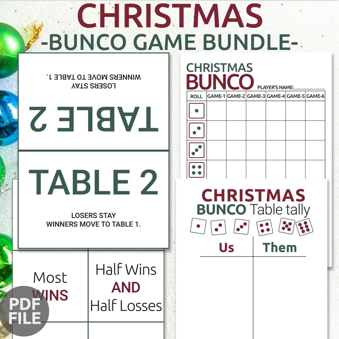 Christmas Bunco Bundle | Minimal Bunco Game | Printable Christmas Party ...