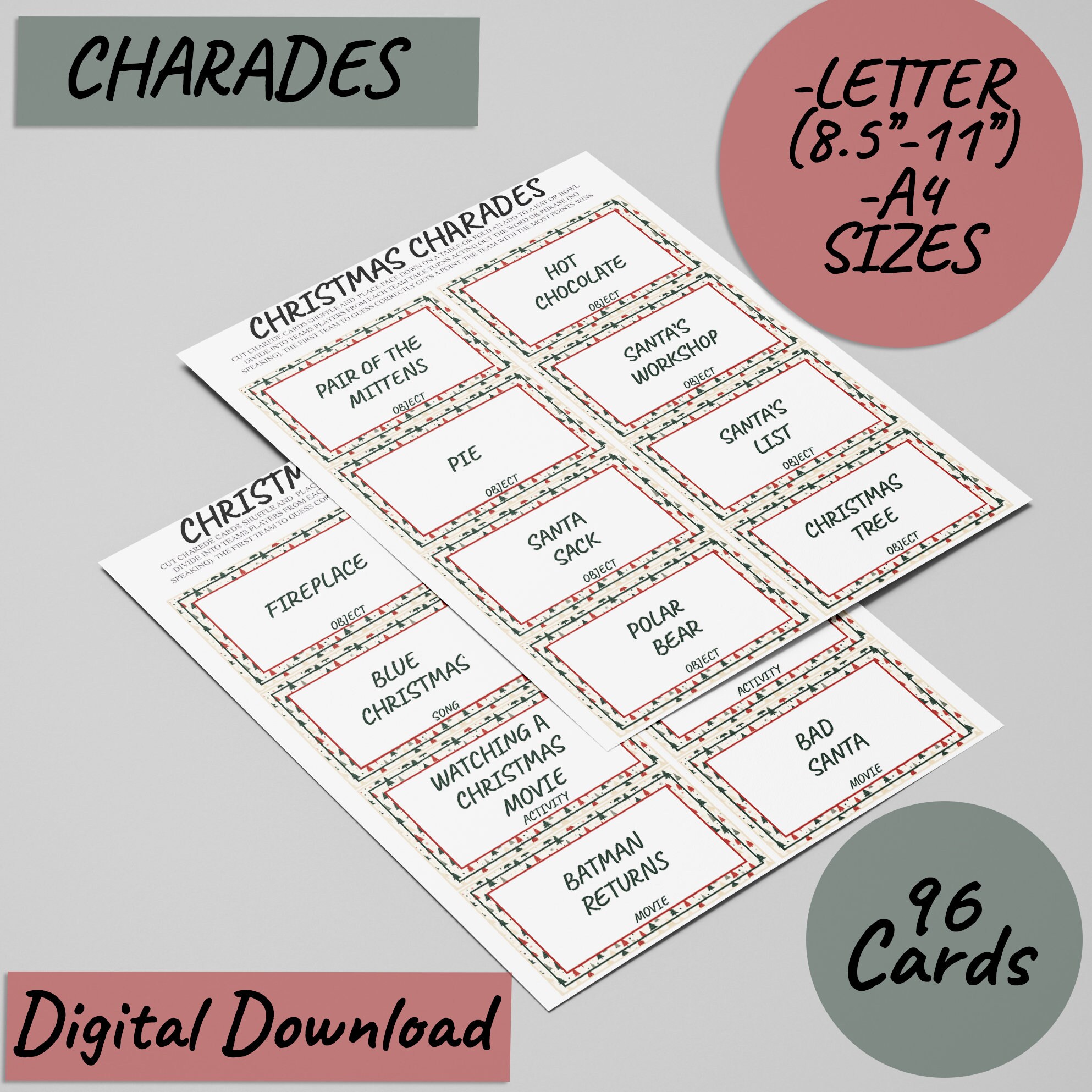 Christmas Party Games Christmas Charades Christmas - Etsy