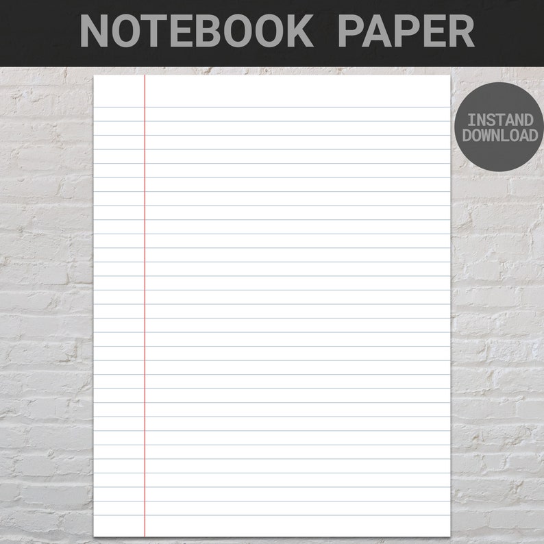 Printable Lined Paper | Ruled Notebook Paper | Lined Notebook | School ...