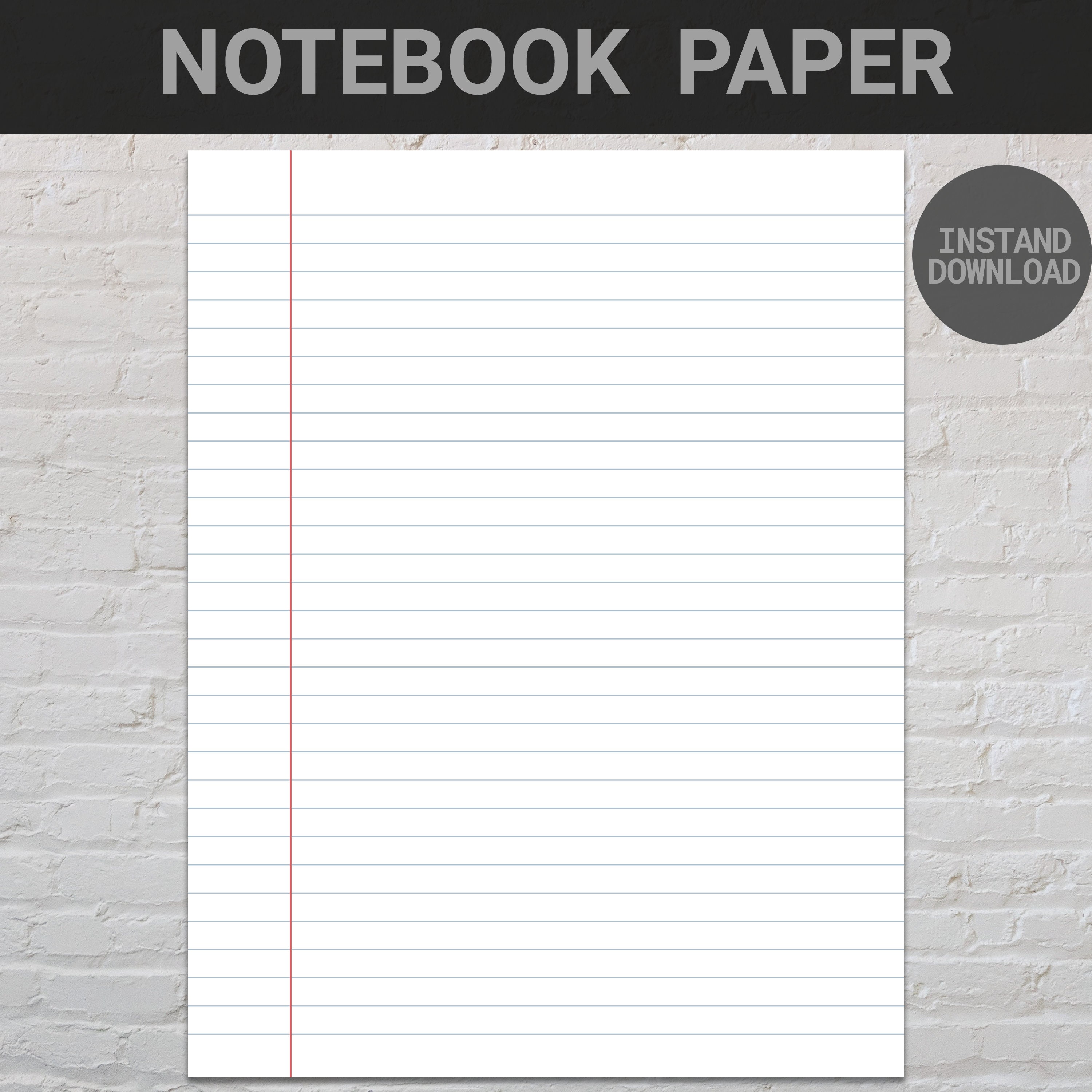 Printable Lined Paper | Ruled Notebook Paper | Lined Notebook | School ...
