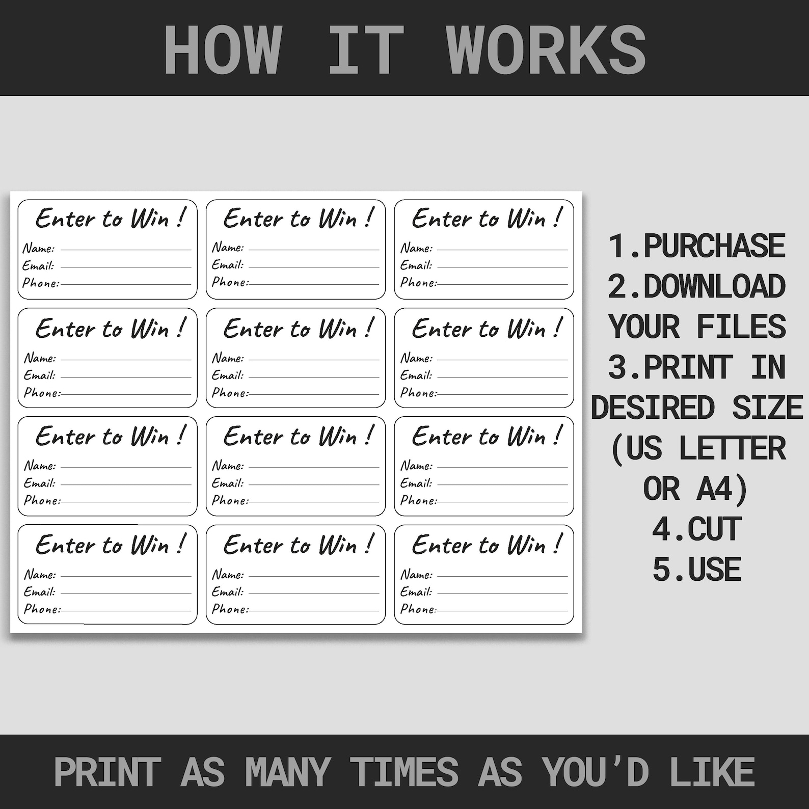 Printable Raffle Tickets | Enter to Win Tickets | Enter to Win ...