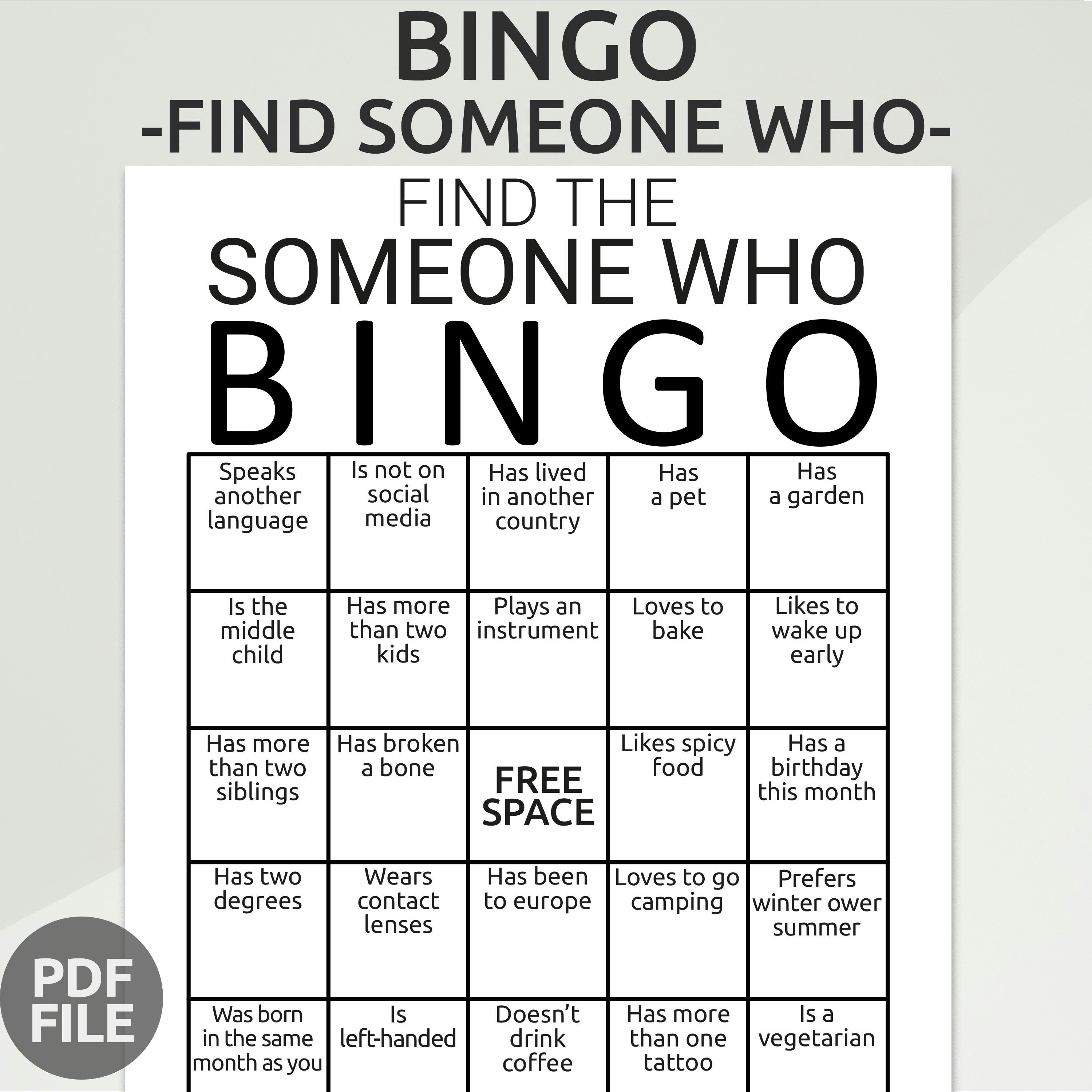 Get to Know You Bingo | Icebreaker Bingo Find Someone Who | Find the ...