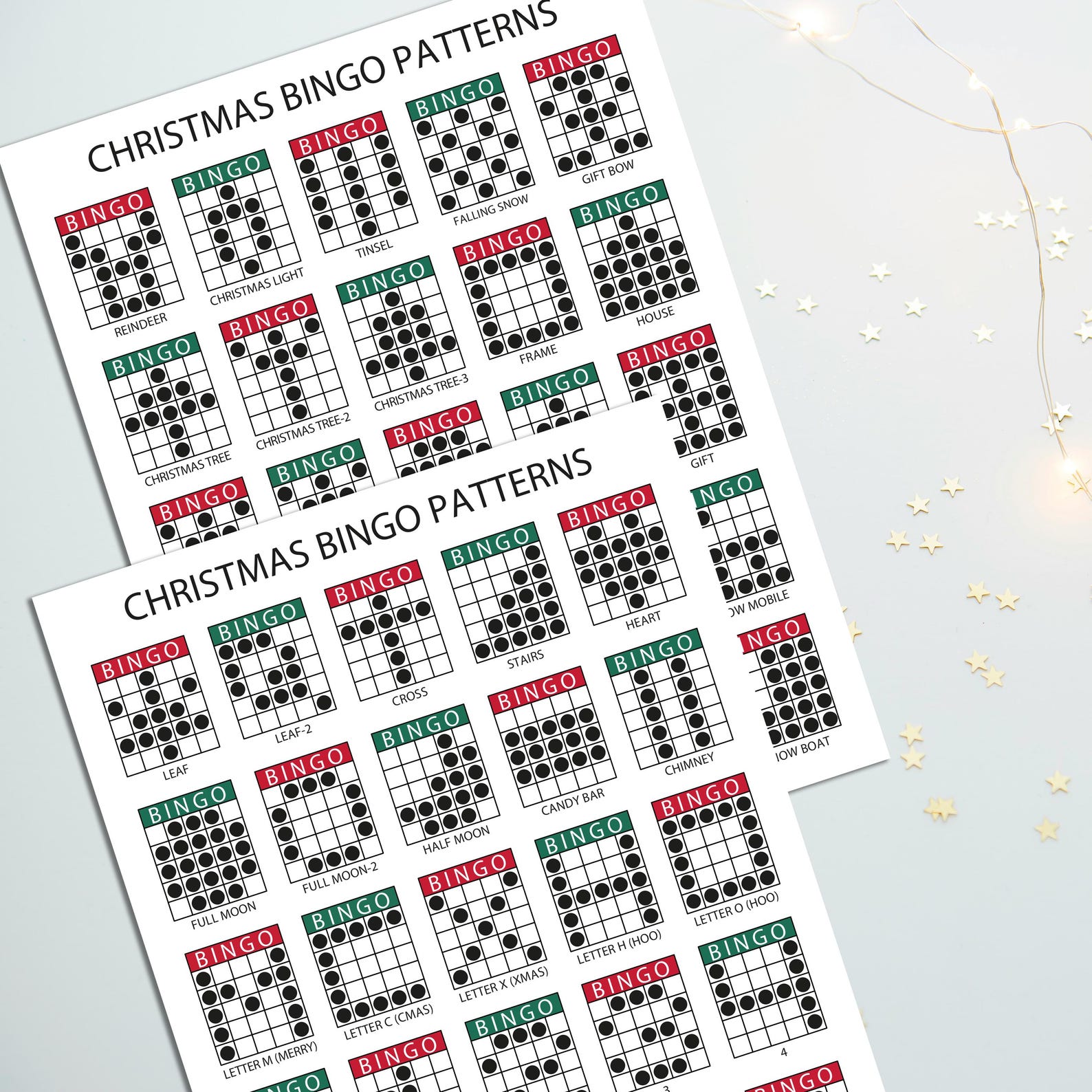 Christmas Bingo Patterns | Printable Christmas Bingo Party Game | 50 ...