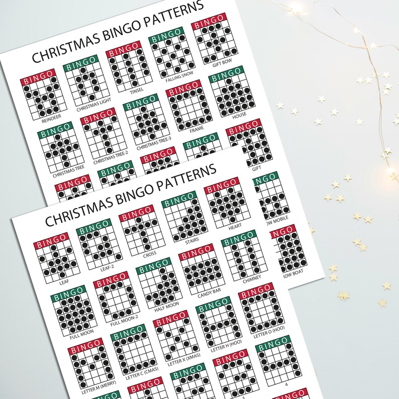Christmas Bingo Patterns | Printable Christmas Bingo Party Game | 50 ...