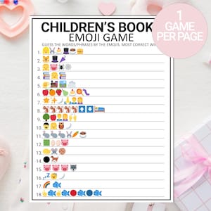Children's Books Printable Emoji Quiz | Children's Book Emoji Game ...