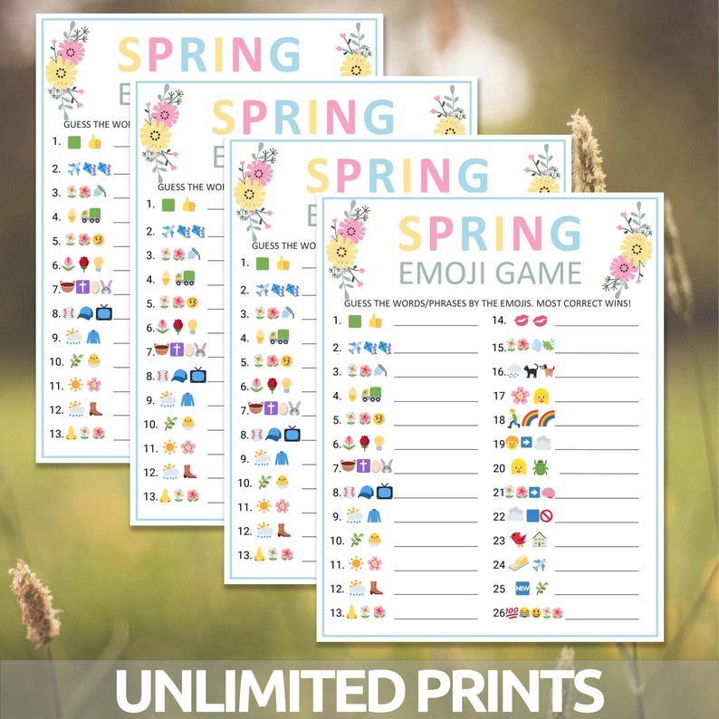 Spring Emoji Game | Spring Emoji Pictionary Game | Spring Activity ...