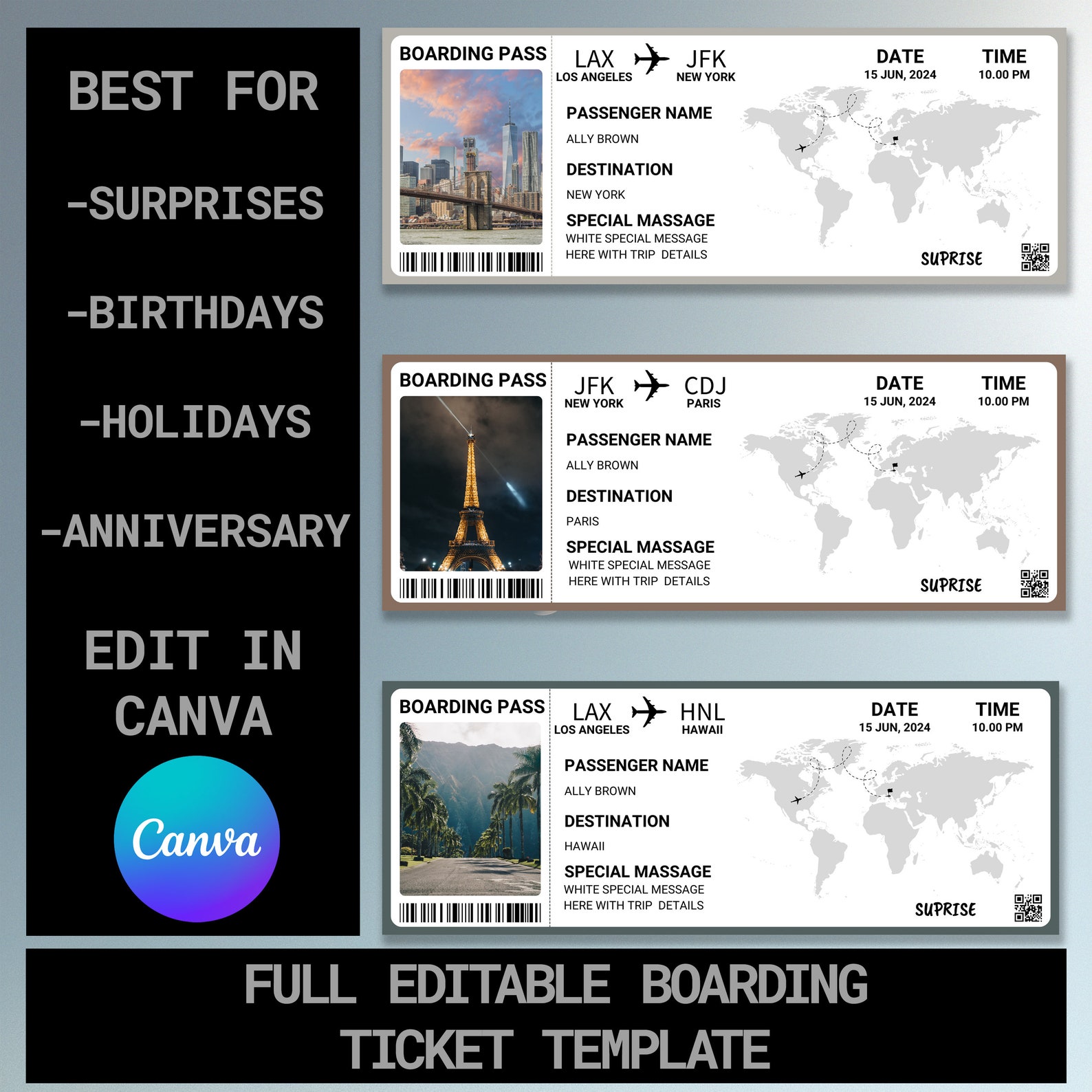 Editable Boarding Pass Template Printable Airline Ticket Boarding Pass ...