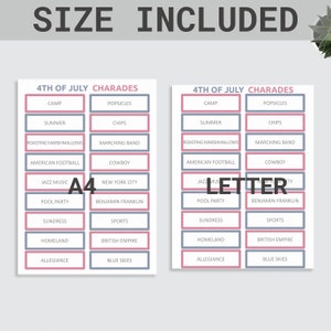 4th of July Charades Game | 4th of July Printable Games | Independence ...