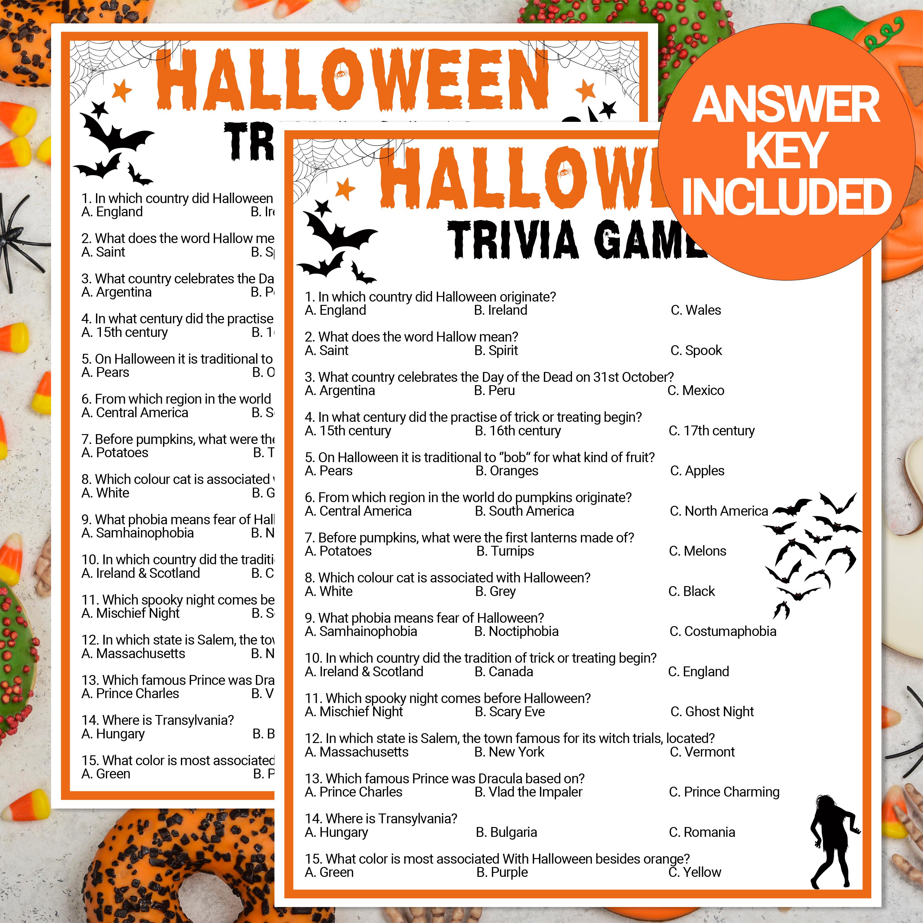 Halloween Trivia Game | Halloween Party Activity | Fun Halloween Party ...