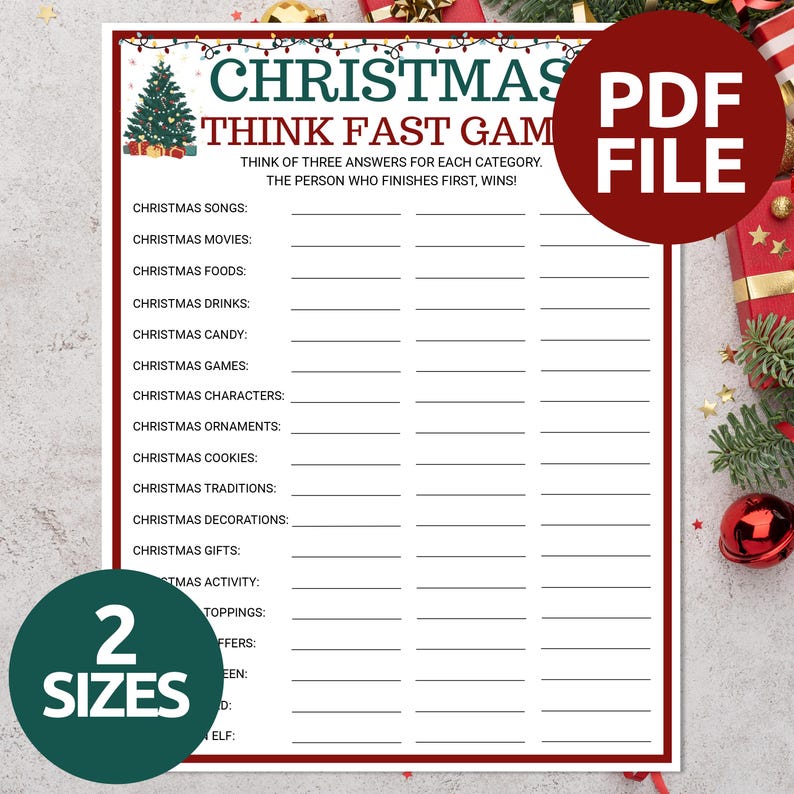 Christmas Think Fast Game | Fun Christmas Quick Fast Game | Christmas ...