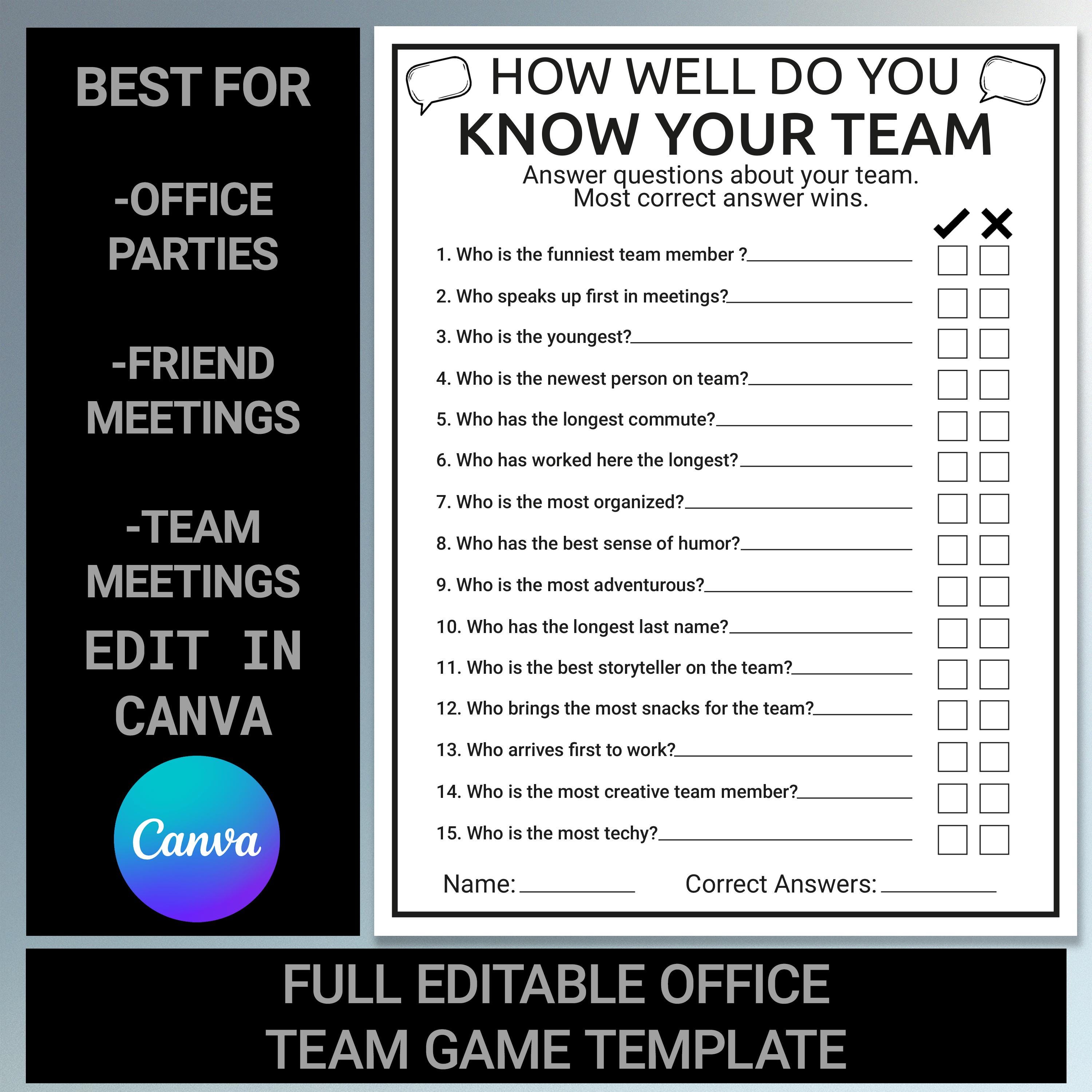 Editable Office Trivia Team Building Games | Custom Team Building Games ...