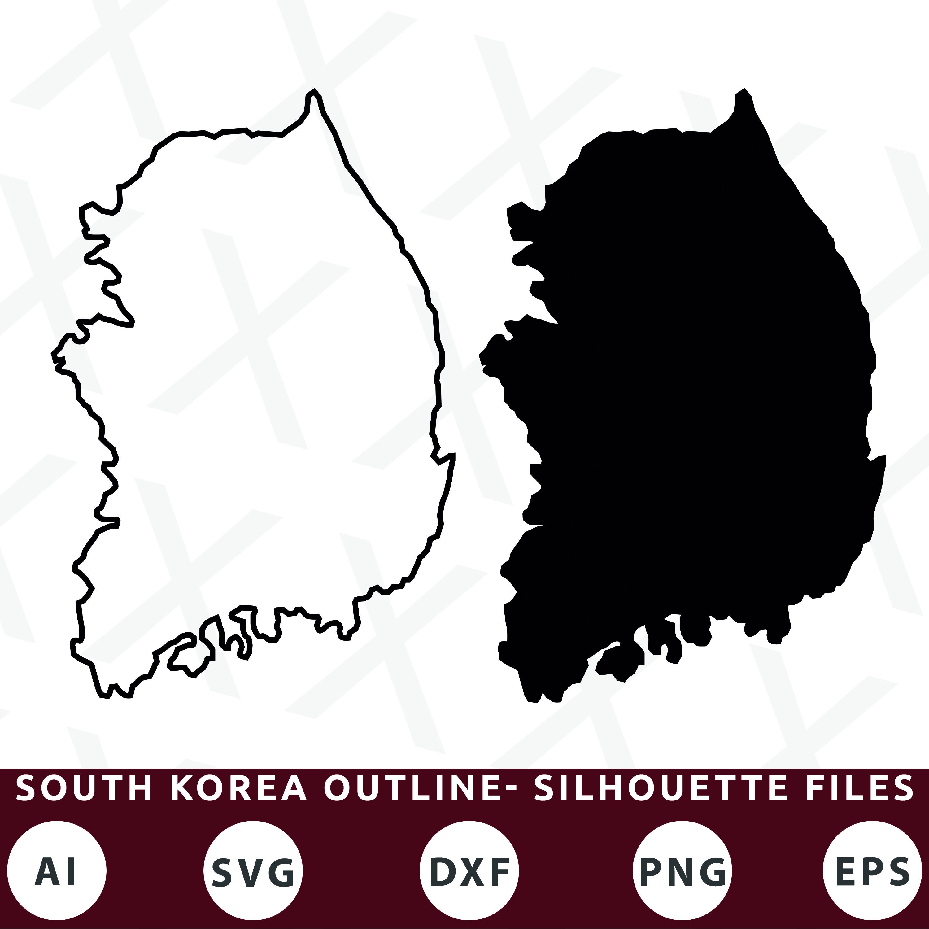 South Korea SVG South Korea Cut Files South Korea Outline SVG South ...
