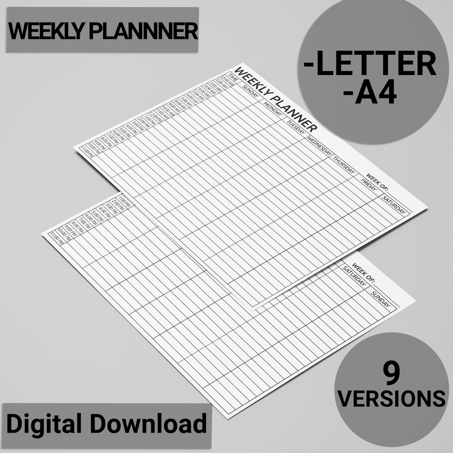 Printable Weekly Planner | Weekly Schedule | Hourly Weekly Planner ...