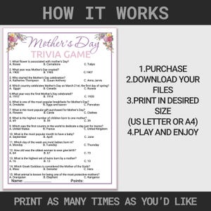 Mother's Day Trivia Game | Mothers Day Game | Printable Mother's Day ...
