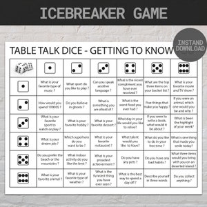 Dicebreaker Roll and Tell Game Table Talk Dice Conversation Starter ...