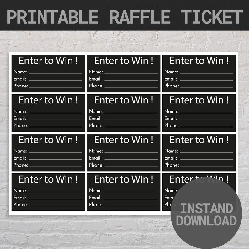 Printable Raffle Tickets | Enter to Win Tickets | Enter to Win ...