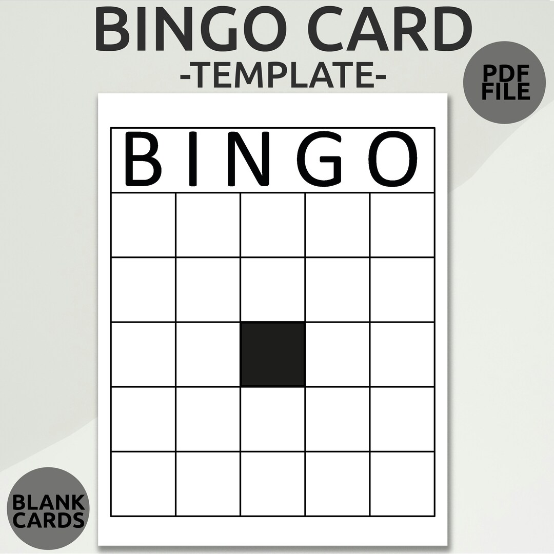 Blank Bingo Card Template | Fun Bingo Party Game | Printable Bingo Game ...