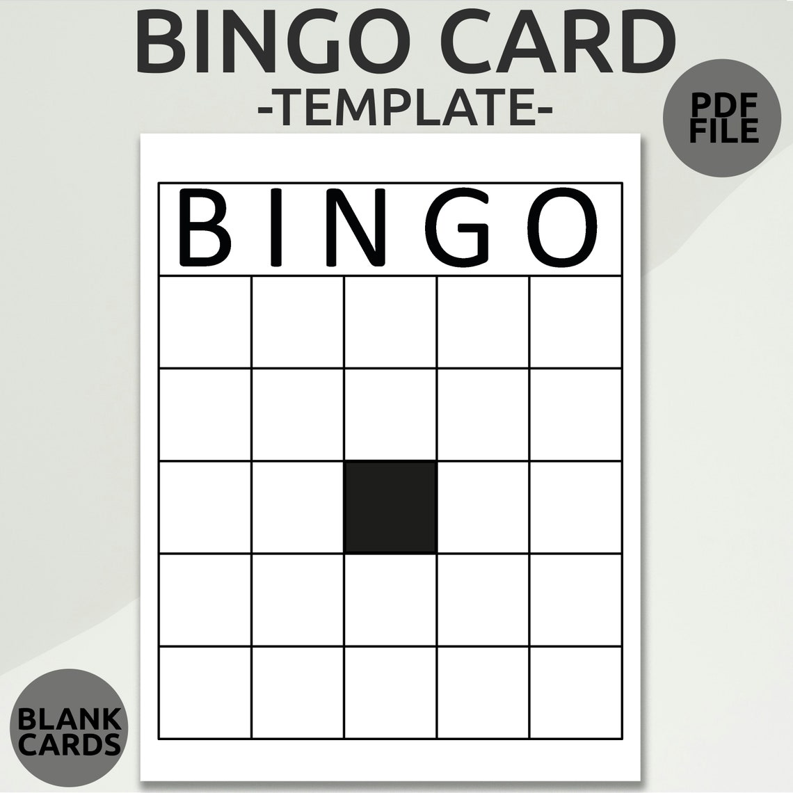 Blank Bingo Card Template Fun Bingo Party Game Printable Bingo Game ...