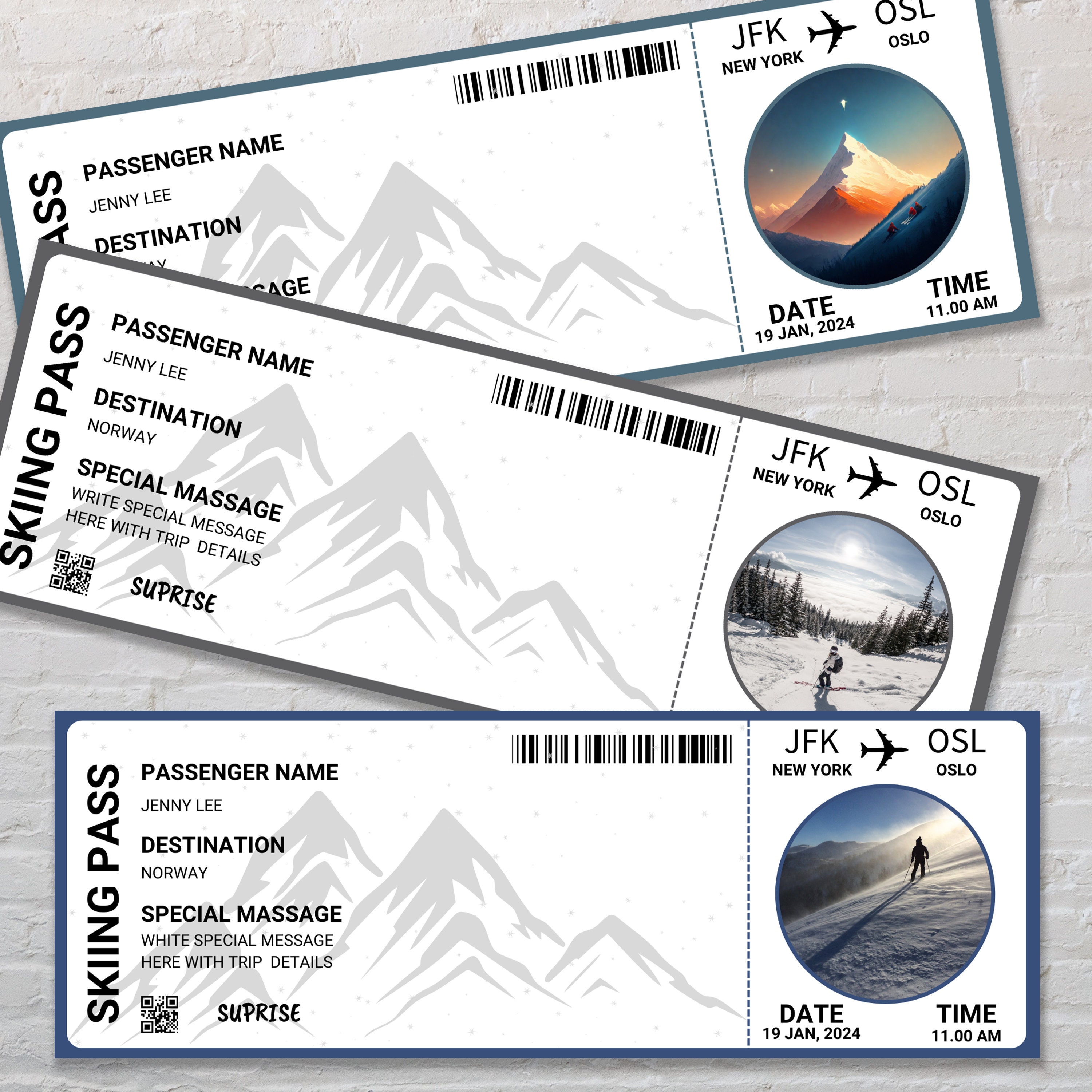 Editable Skiing Pass Ticket Template | Skiing Pass Ticket | Printable ...