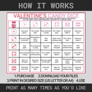 Printable Valentines Dice Game | Valentine's Day Candy Dice Game ...