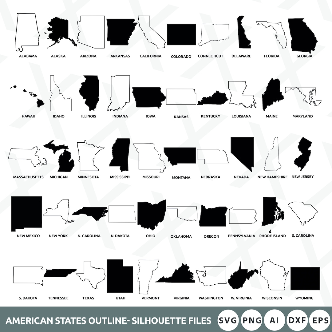 USA States SVG Bundle | 50 States SVG Bundle | American State ...