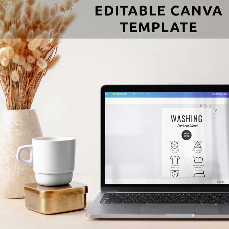 Editable Washing Instructions Card Template Printable Clothing Care ...