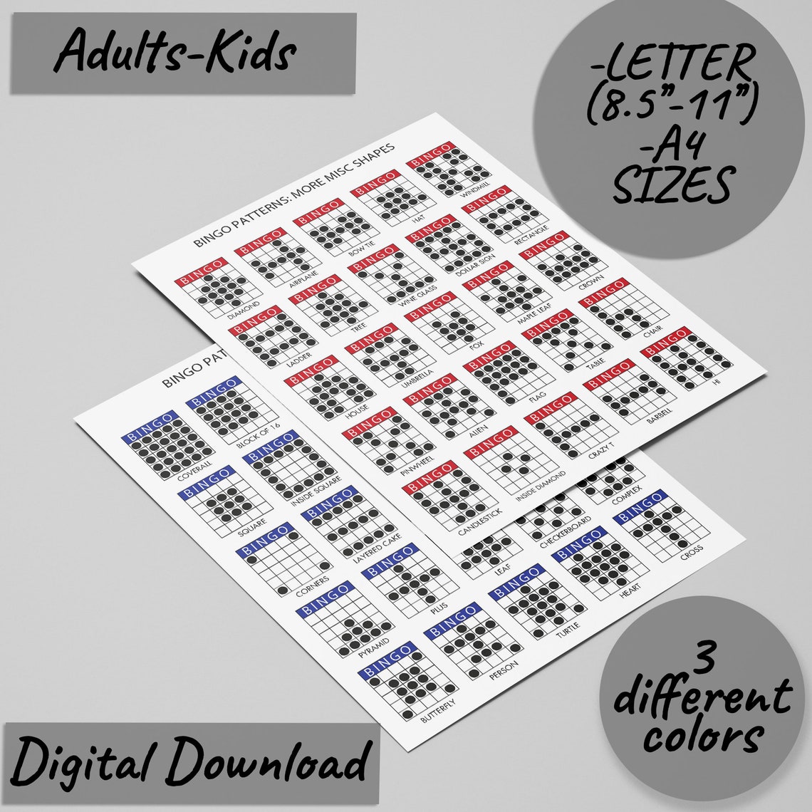 100 Bingo Patterns Printable Fun Bingo Party Game Bingo Winning ...