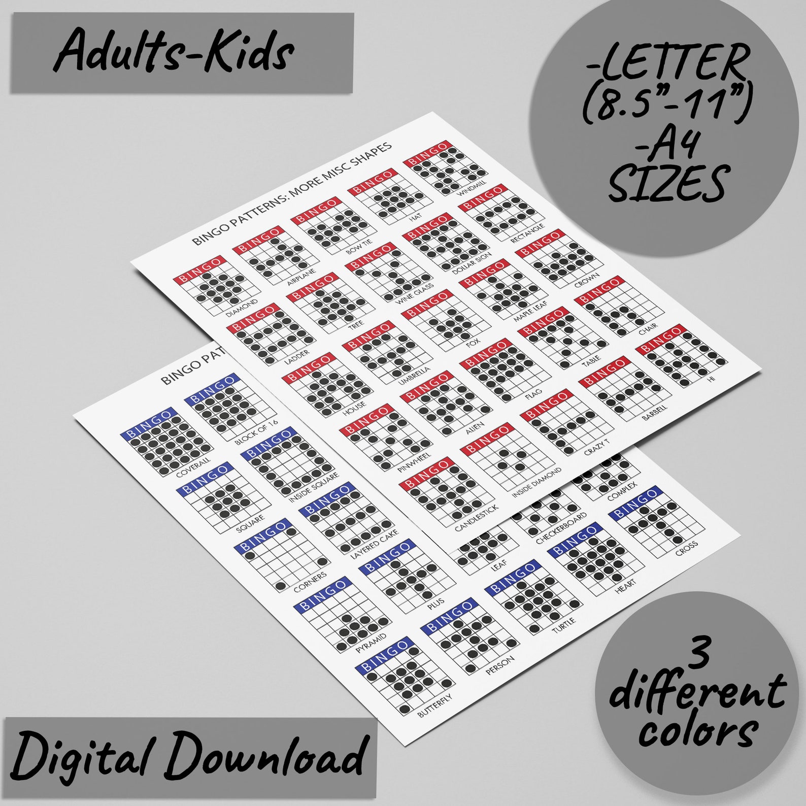 100 Bingo Patterns | Printable Fun Bingo Party Game | Bingo Winning ...