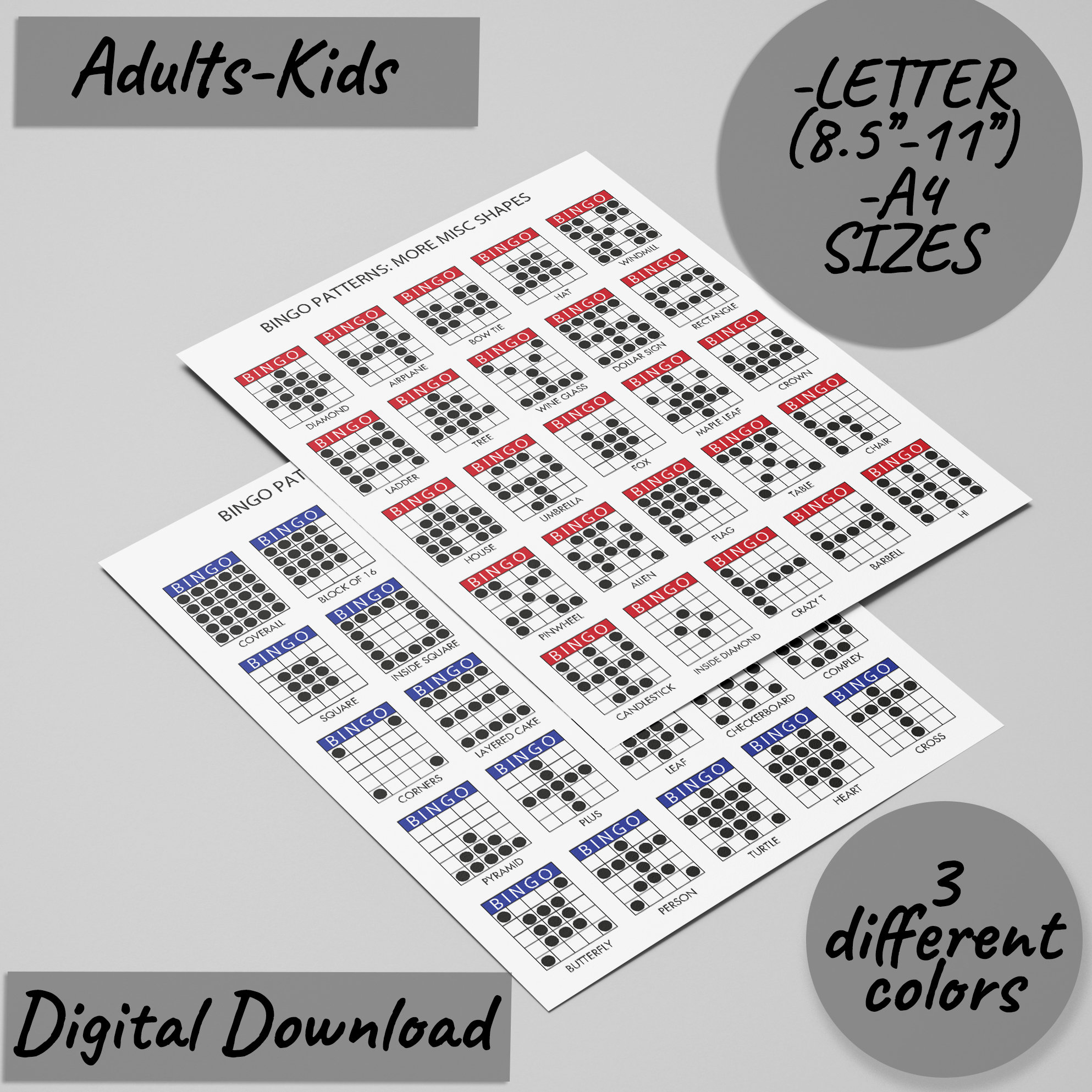 100 Bingo Patterns | Printable Fun Bingo Party Game | Bingo Winning ...