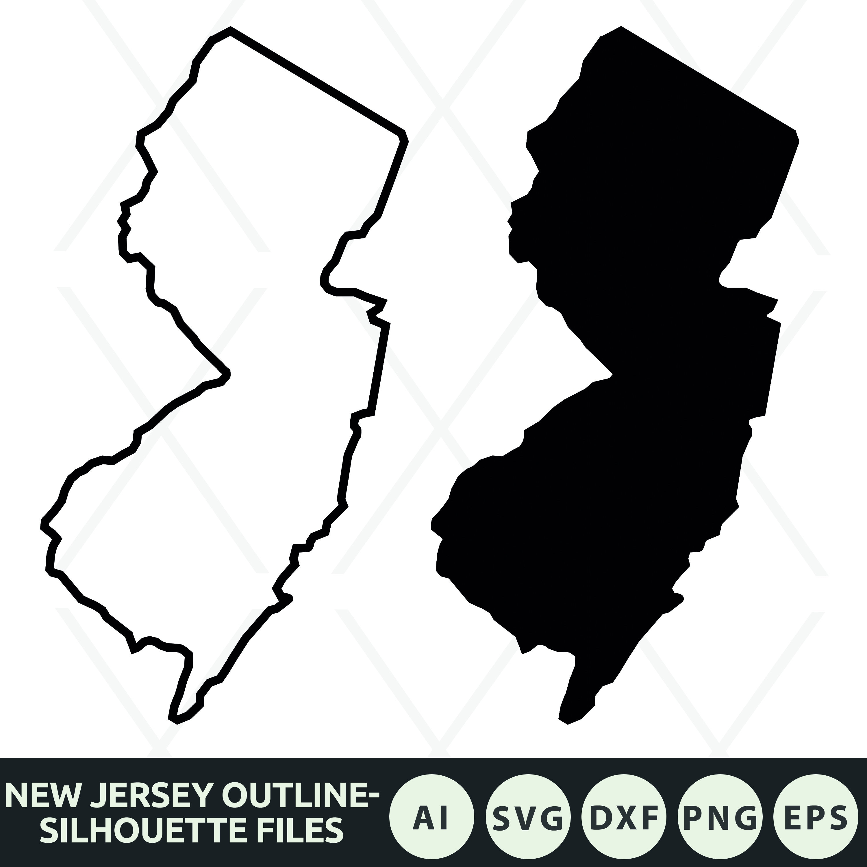 New Jersey Outline SVG Files New Jersey Silhouette SVG Files New Jersey ...