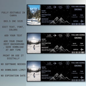 Editable Skiing Pass Ticket Template | Skiing Pass Ticket | Printable ...
