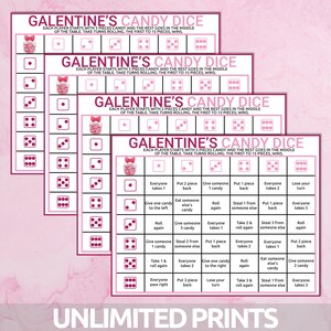 Printable Galentines Dice Game | Galentine's Day Candy Dice Game ...