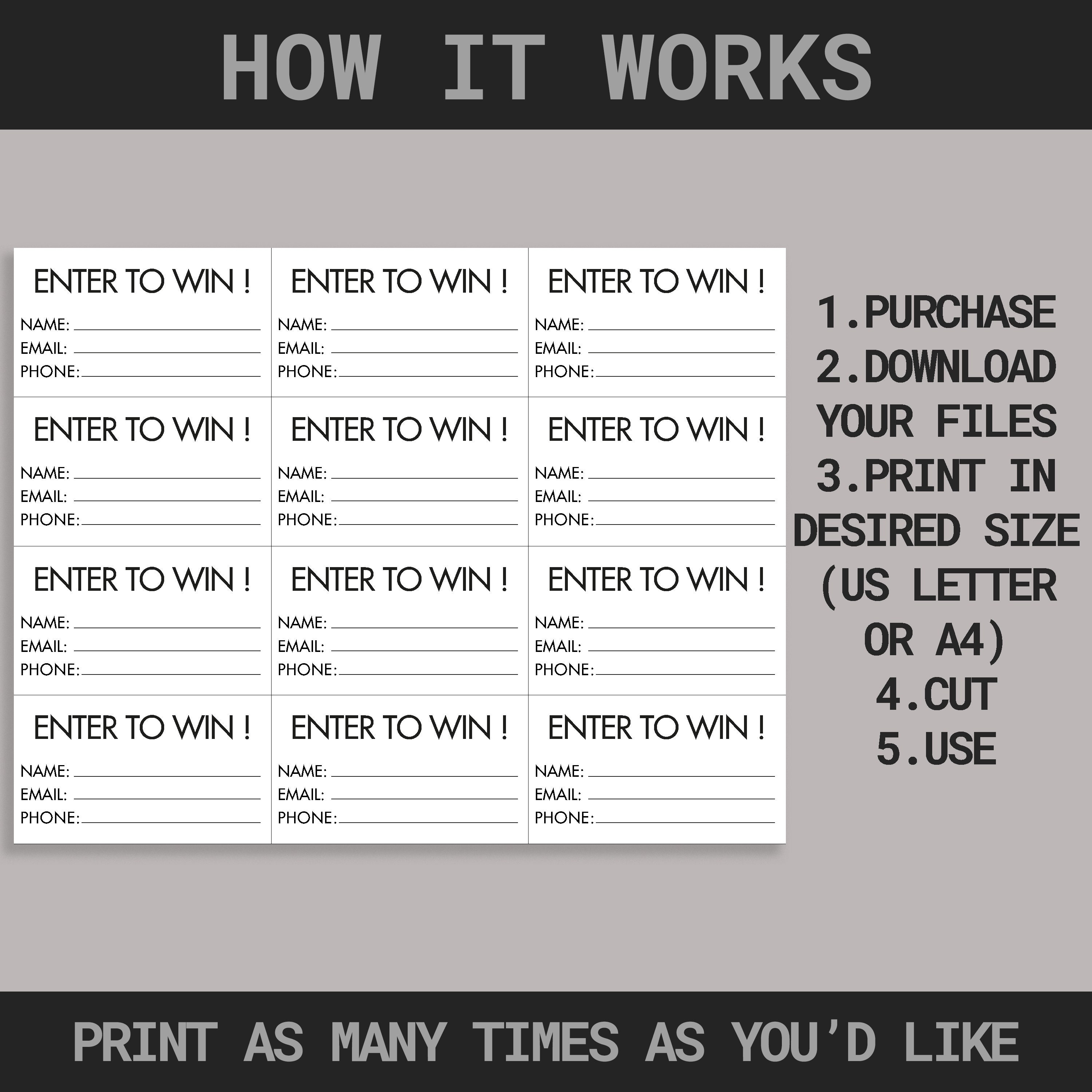 Printable Raffle Tickets | Enter to Win Tickets | Enter to Win ...