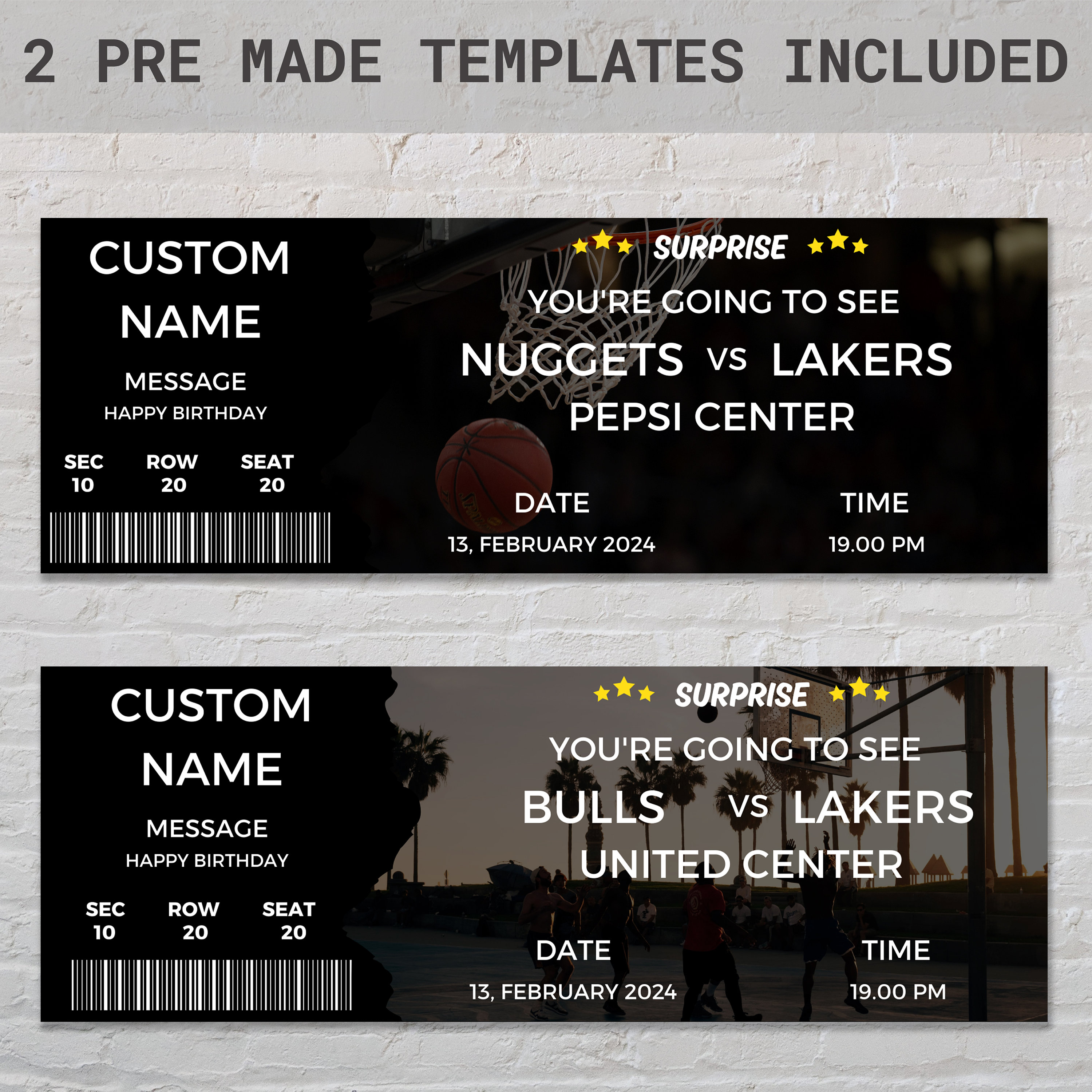 Custom Basketball Tickets | Printable Basketball Tickets Canva Template ...