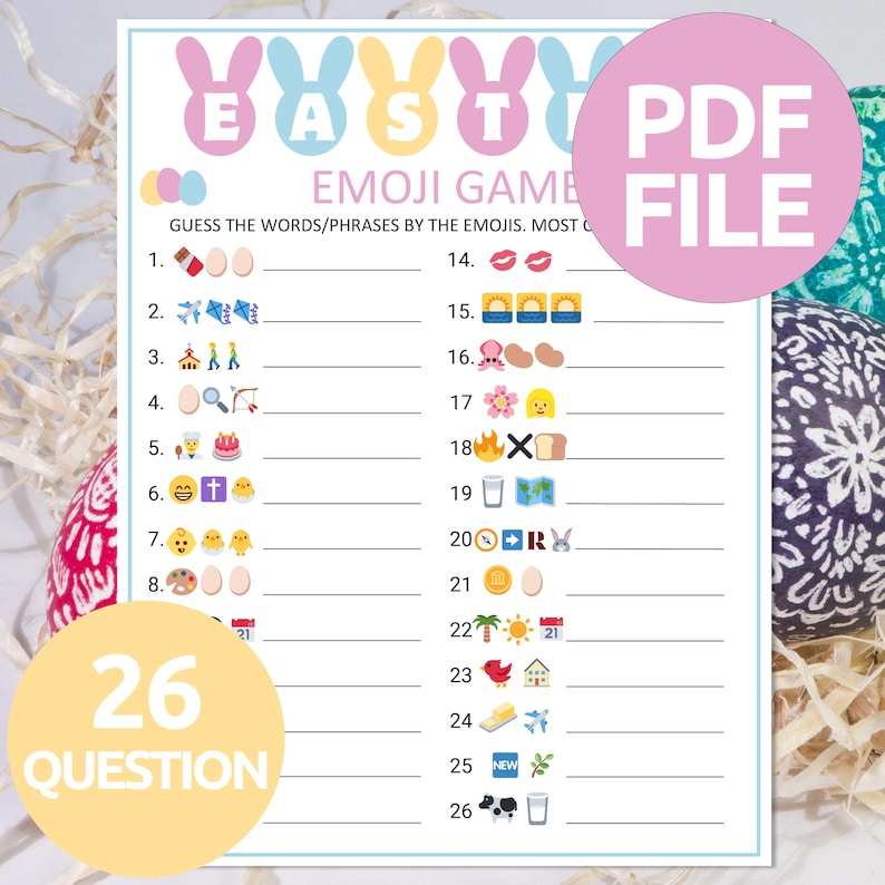 Easter Emoji Pictionary Game | Easter Emoji Game | Printable Easter ...